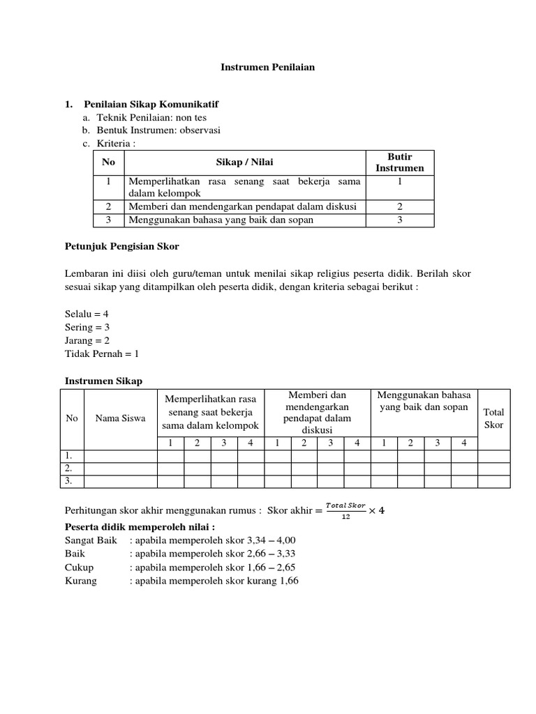 Instrumen Penilaian 3 - MTK2 - Tri Gustiani | PDF