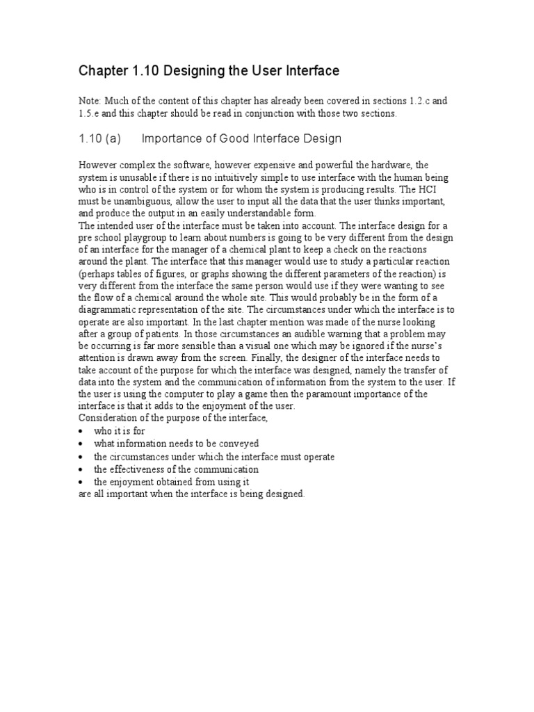 Chapter 1.10 Designing The User Interface: 1.10 (A) Importance of Good ...