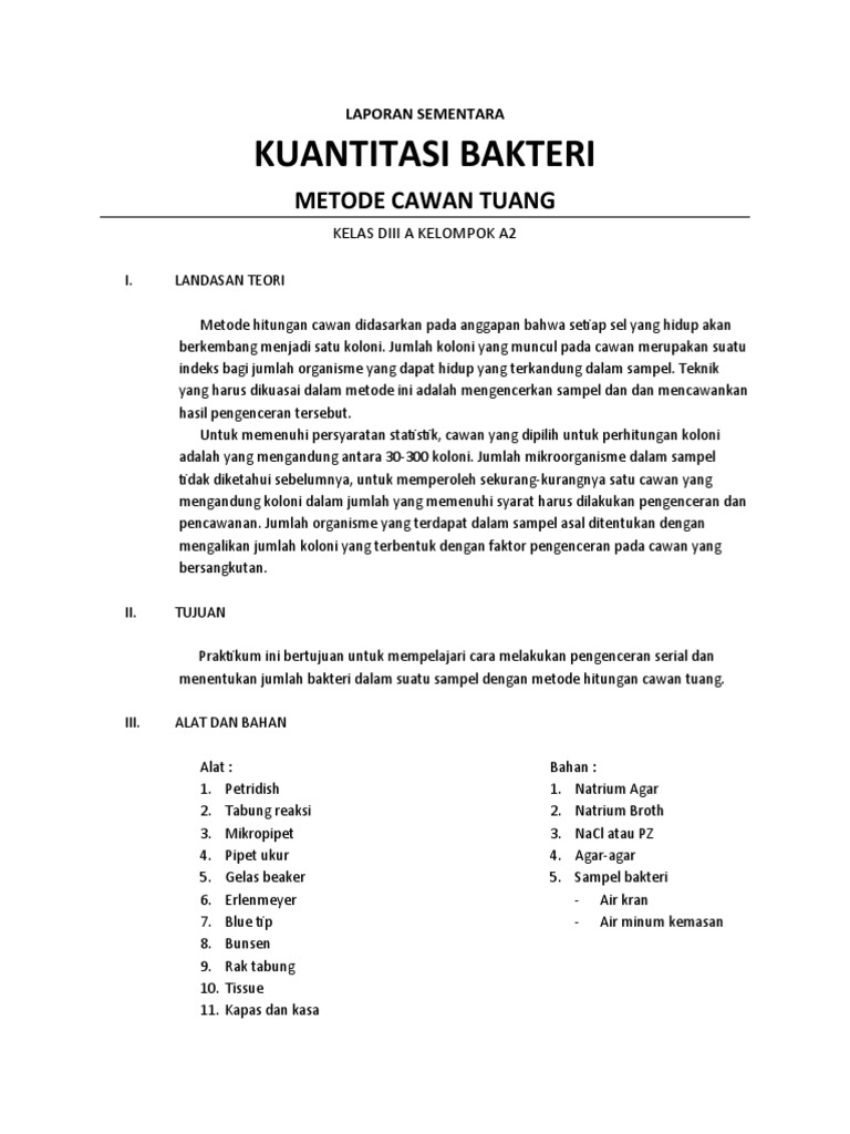 Laporan Sementara Metode Cawan Tuang | PDF