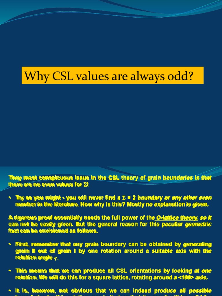 Why CSL Values Are Always Odd? | PDF | Crystallite | Crystal Structure