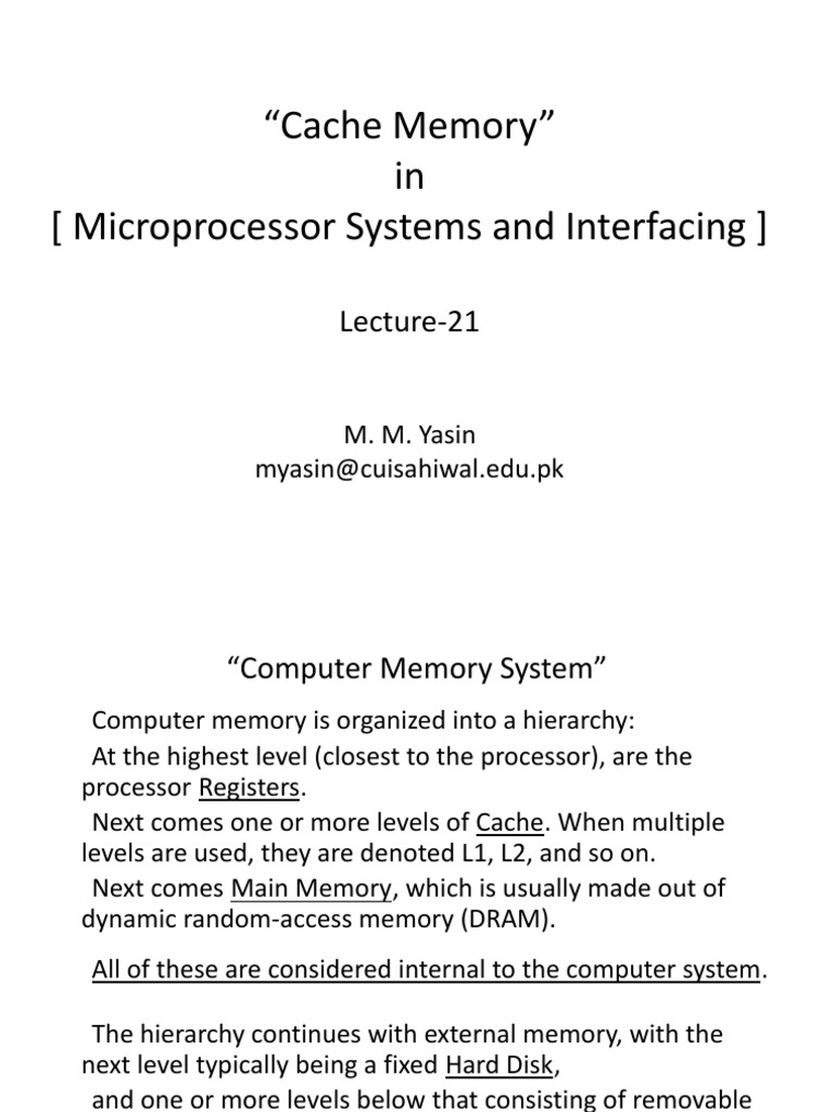 "Cache Memory" in (Microprocessor Systems and Interfacing) | PDF | Cpu ...