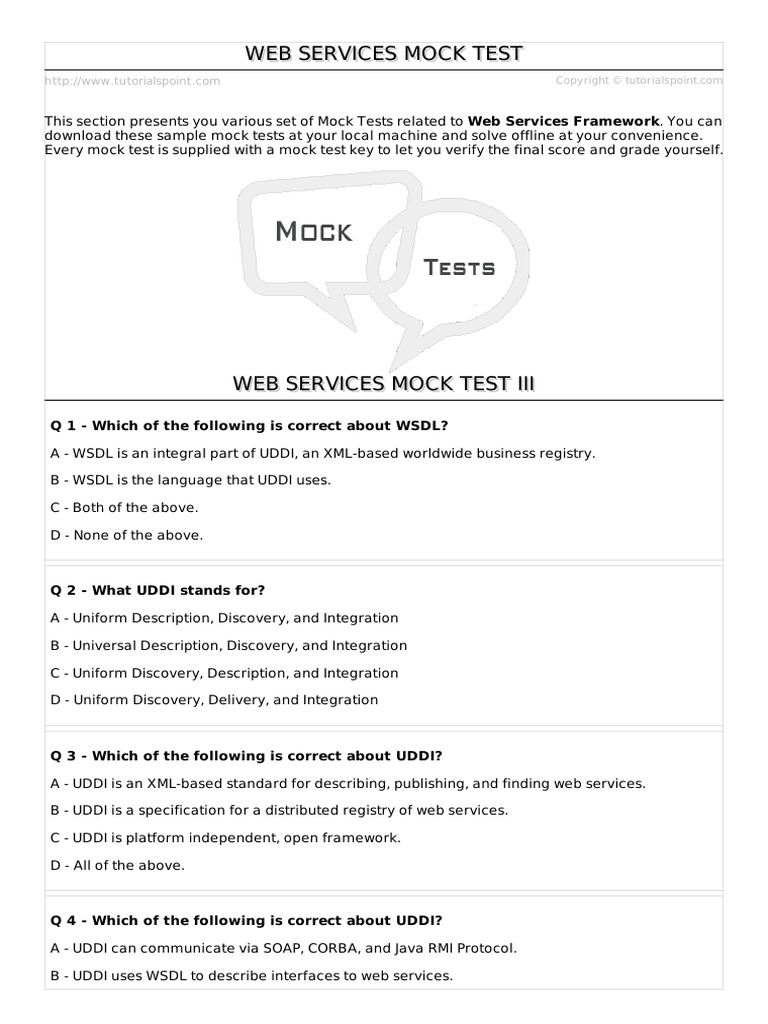 Webservices Mock Test II | PDF | Web Service | Soap