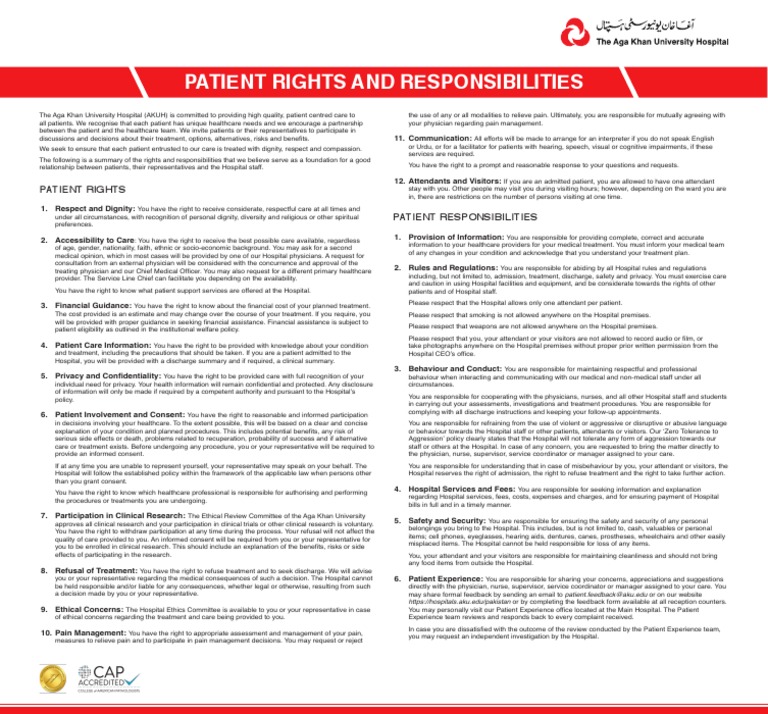 Patient Rights Patient Responsibilities | PDF | Patient | Clinical Trial