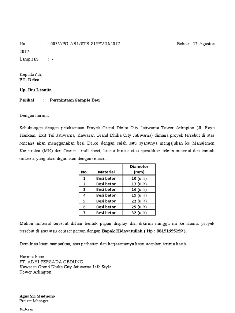 Permintaan Sample Besi untuk Proyek | PDF | Griya & Taman | Seni