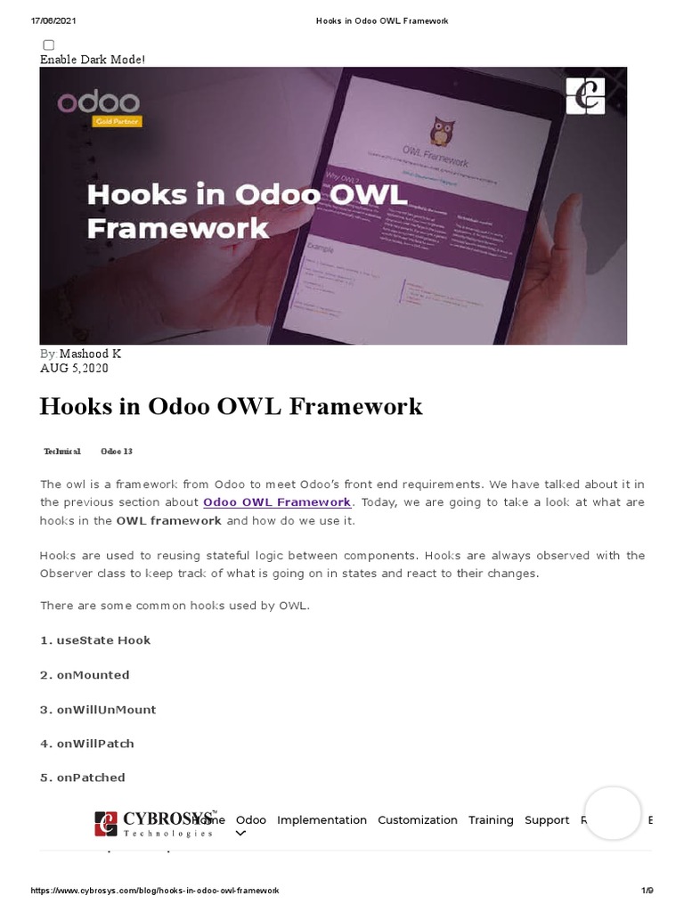 Hooks in Odoo OWL Framework | PDF | Enterprise Resource Planning ...