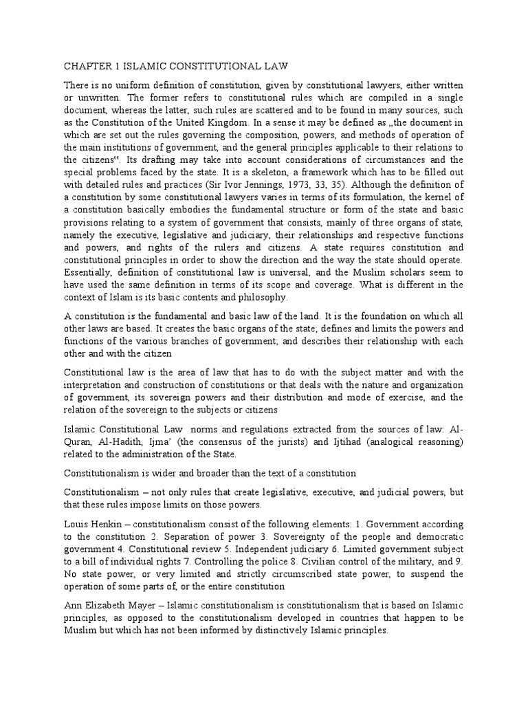 Chapter 1 Islamic Constitutional Law | PDF | God In Islam | Quran