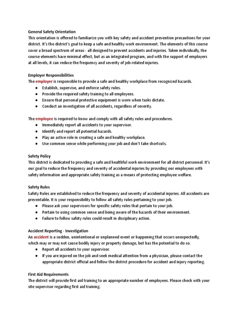General Safety Orientation | PDF | Occupational Safety And Health | Safety