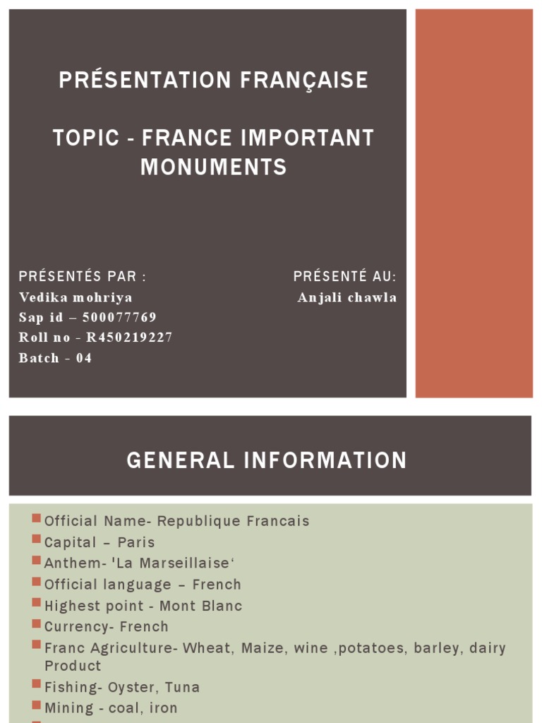 Vedika Presentation On FRANCE MONUMENTS | PDF | France