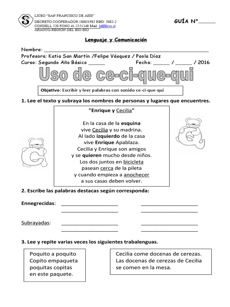 Guía #4 Uso de Ce-Ci-Que-Qui | PDF