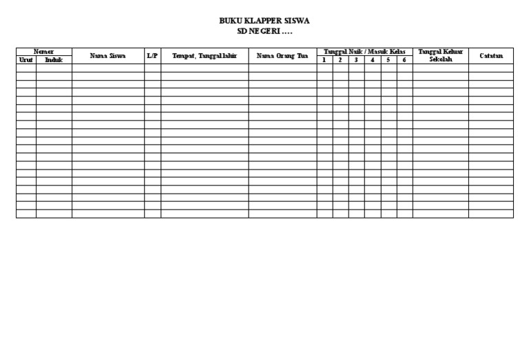 Buku Klapper Siswa SD | PDF