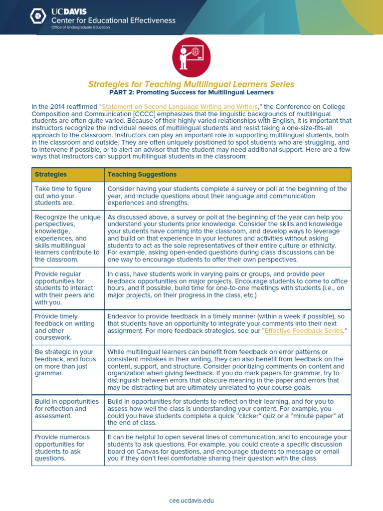 Strategies For Teaching Multilingual Learners Series | PDF ...