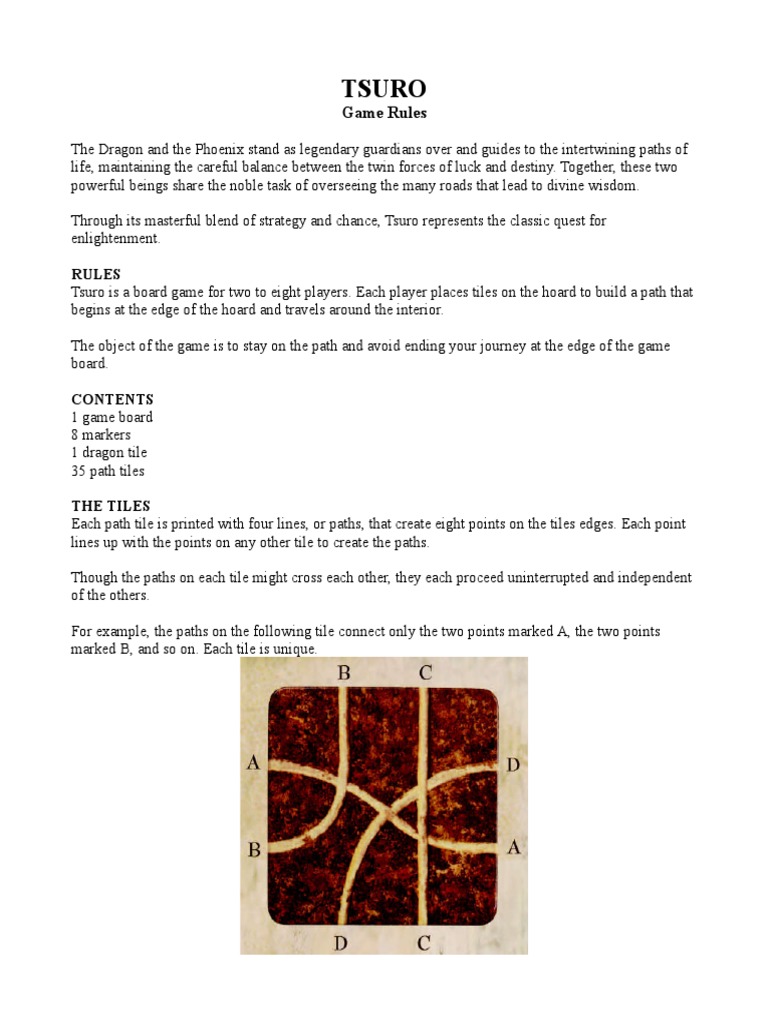 Tsuro Rules | PDF | Gaming | Tabletop Games