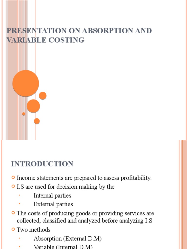 Absorption vs Variable Costing Guide | PDF | Inventory | Cost