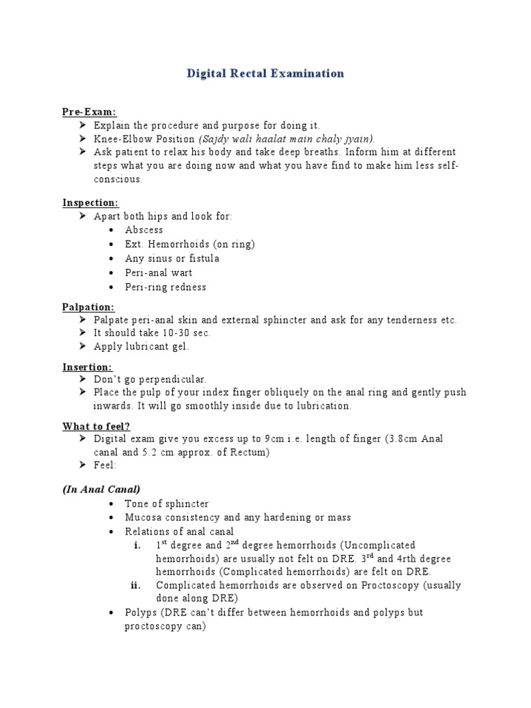 Digital Rectal Examination: Pre-Exam | PDF | Hemorrhoid | Rectum