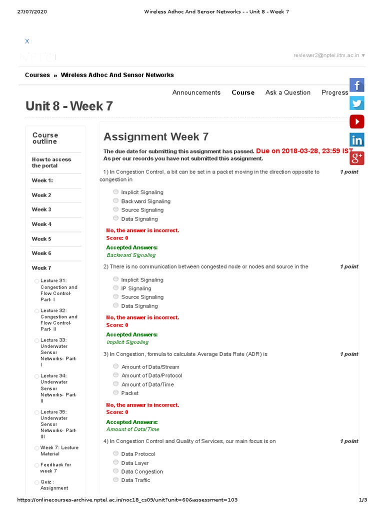 Noc18-Cs09 Week 07 Assignment 01 | PDF | Network Congestion | Network Topology