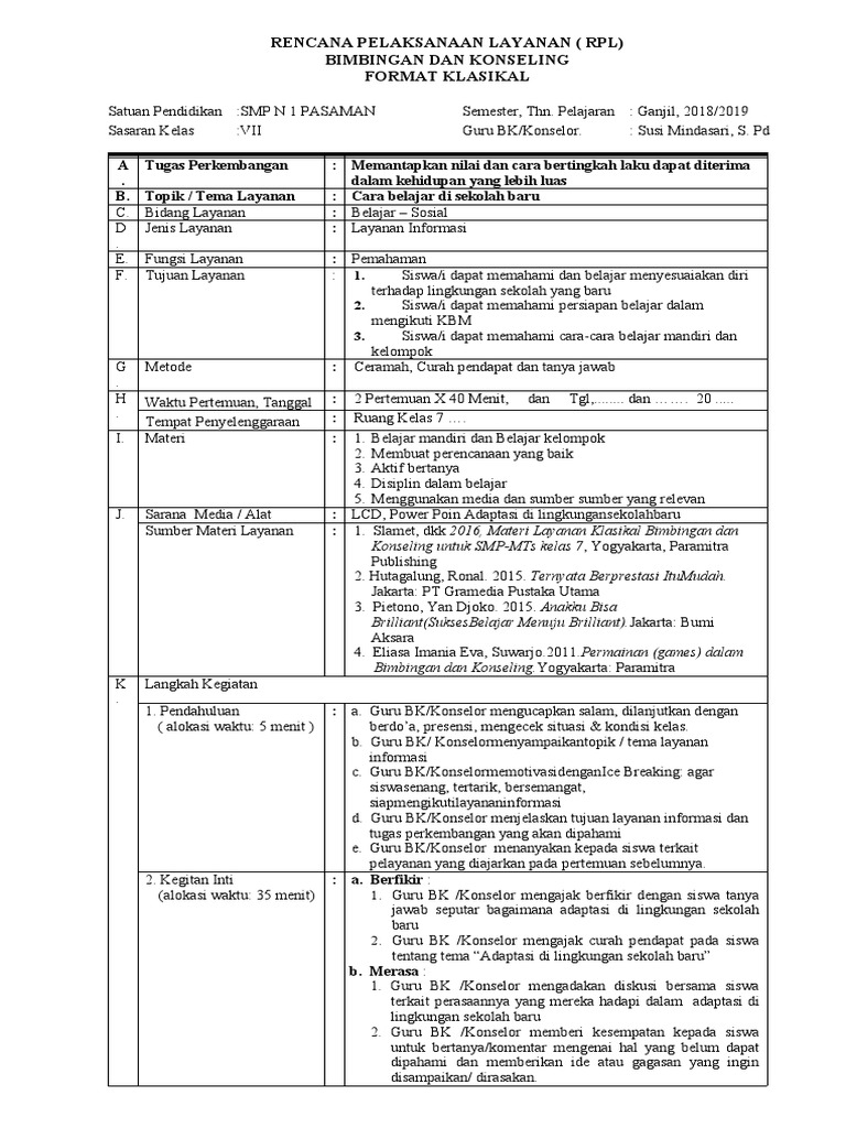 RPL Cara Belajar Di Sekolah Baru | PDF | Karier & Perkembangan