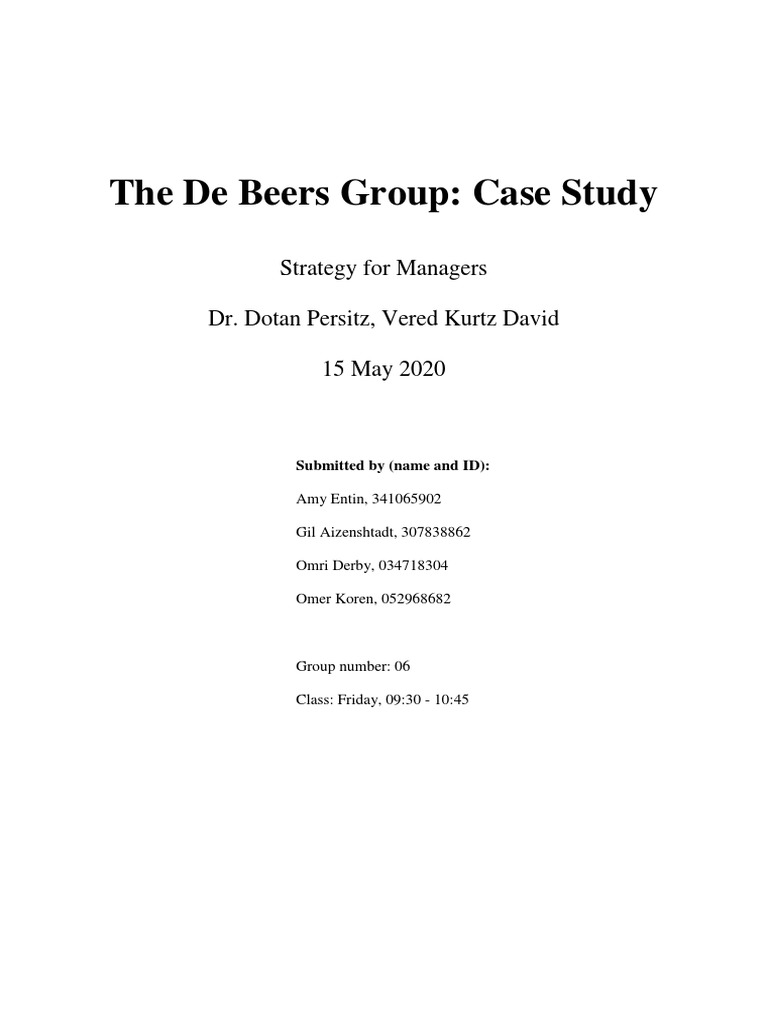 The de Beers Group - Case Study | PDF | Diamond | Monopoly