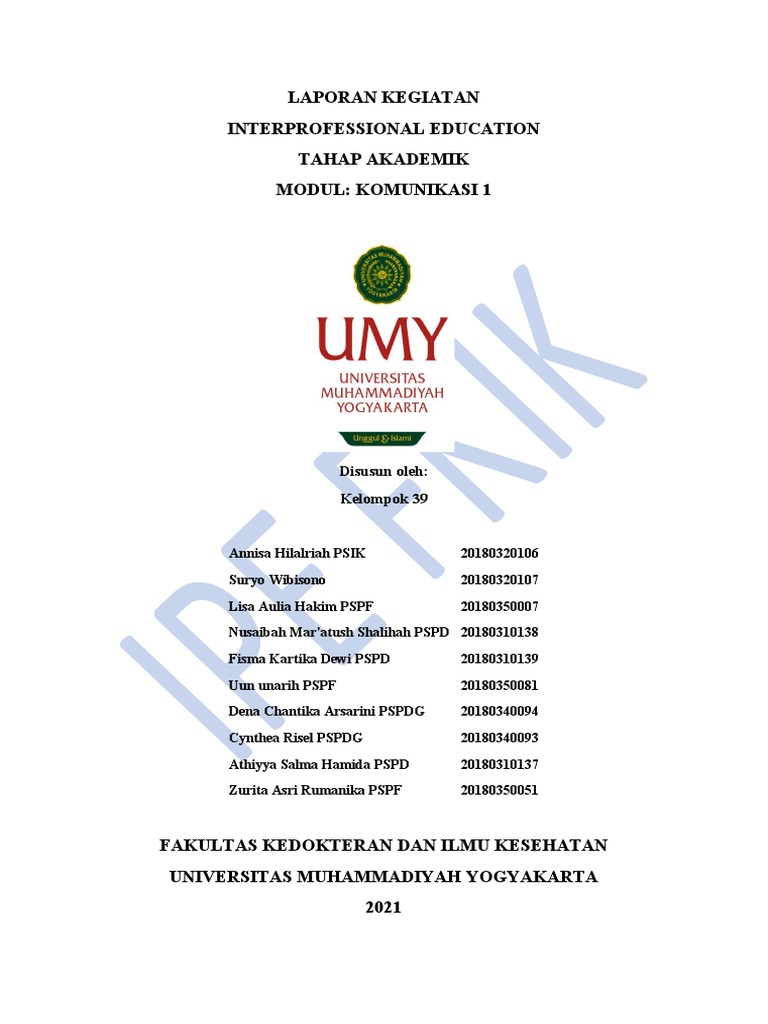 Kelompok 39 - Laporan Kegiatan Ipe Modul 1 Komunikasi | PDF | Business | Wellness