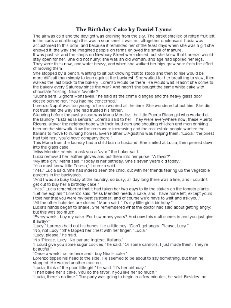 The Birthday Cake by Daniel Lyons | PDF | Foods