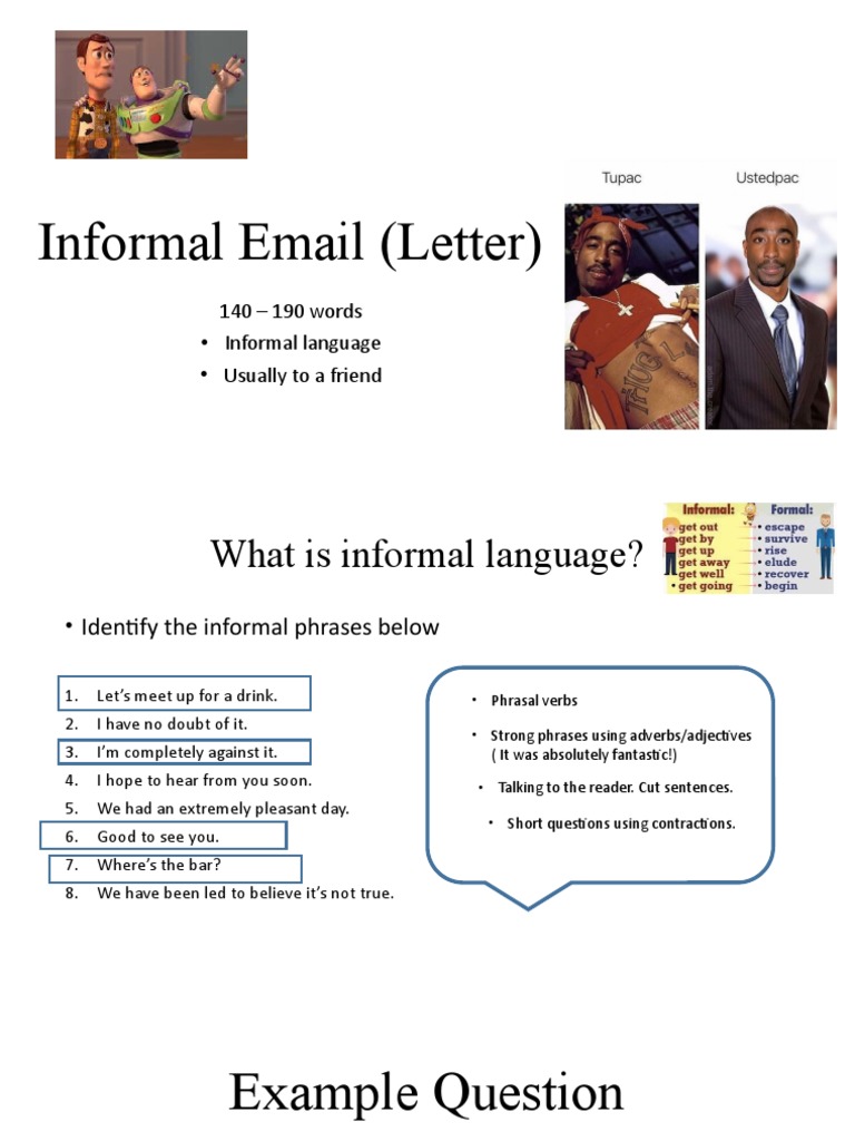 Informal Email (Letter) : 140 - 190 Words - Informal Language - Usually ...
