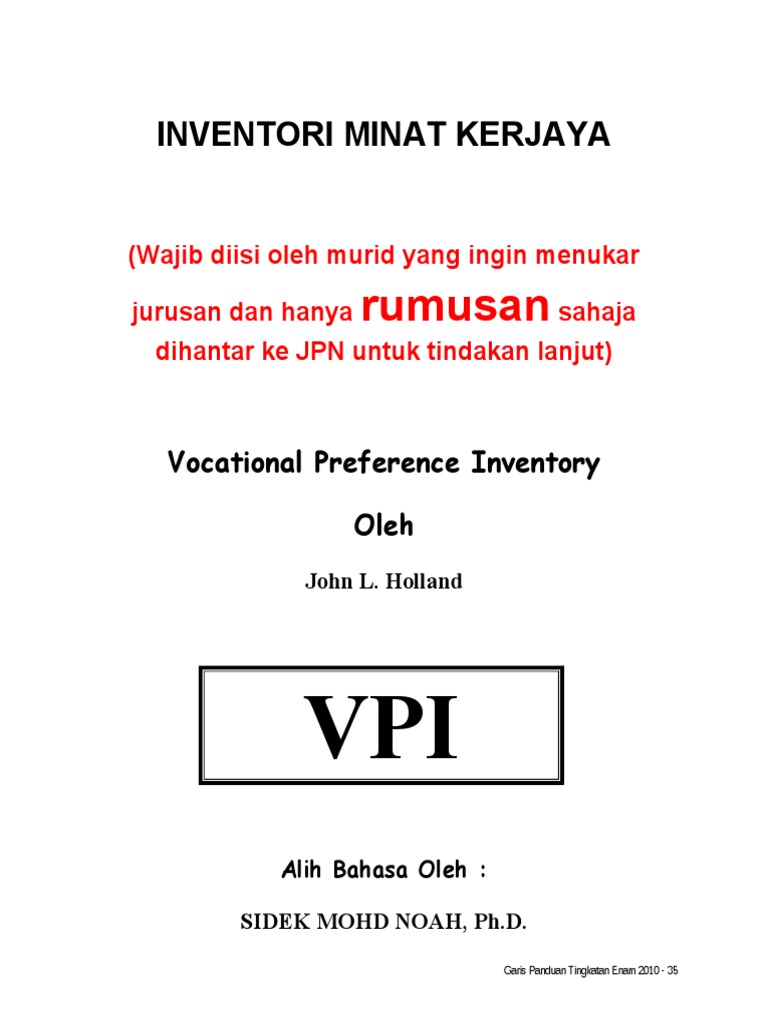 Vocational Preference Inventory | PDF
