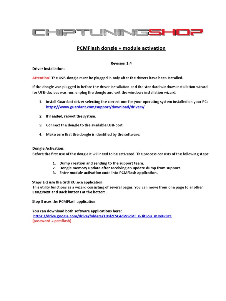 Pcmflash Dongle + Module Activation: Attention! | PDF | Device Driver | Installation (Computer ...