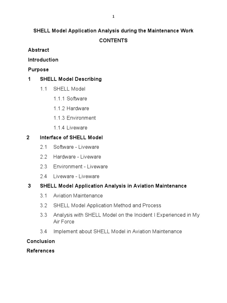 SHEL Model Application Analysis During The Maintenance | PDF | Safety ...
