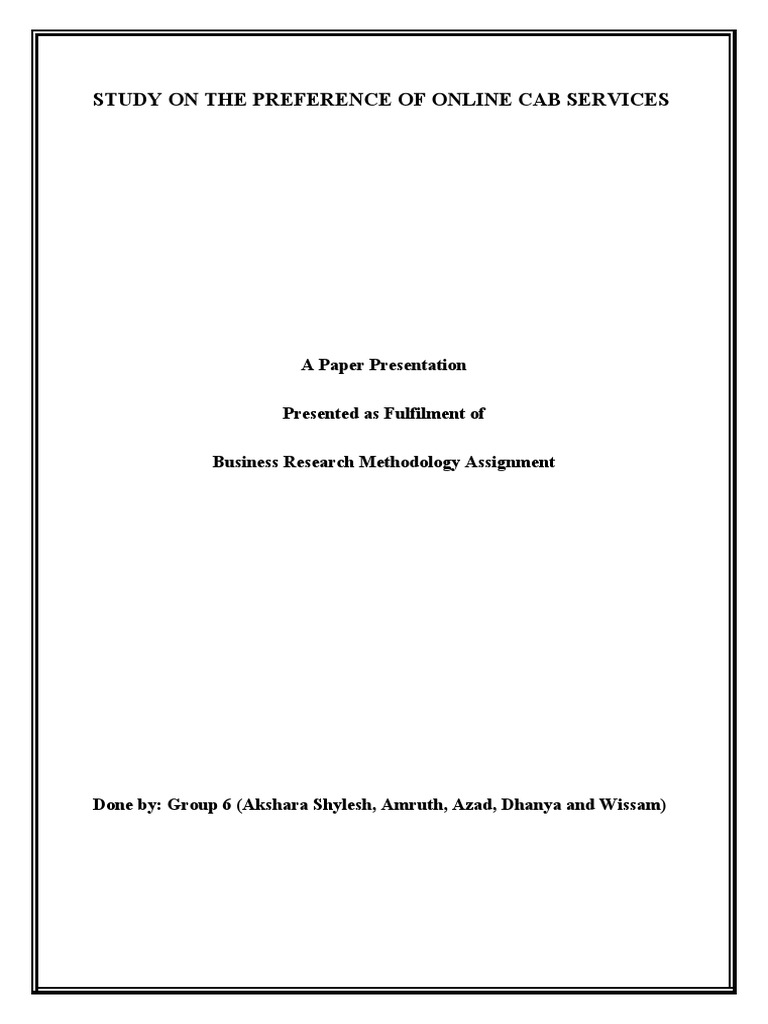 BRM - Project Final Report | PDF | Taxicab | Customer Satisfaction