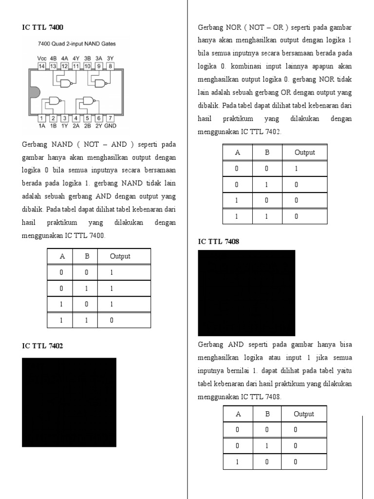Tabel Kebenaran IC TTL 7400 dan Lainnya | PDF