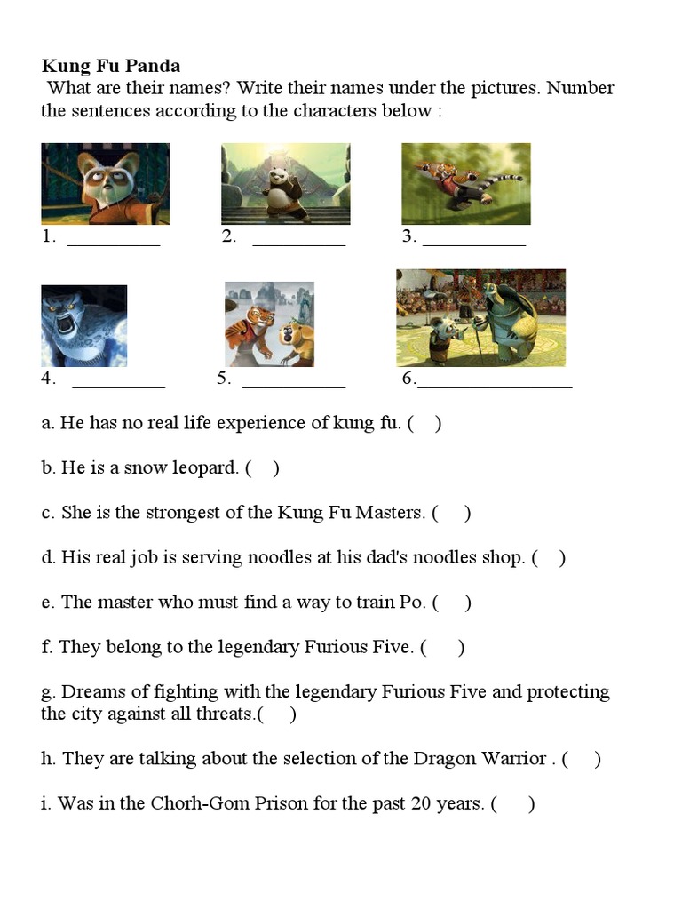 Kung Fu Panda Worksheet | PDF | Games & Activities | History