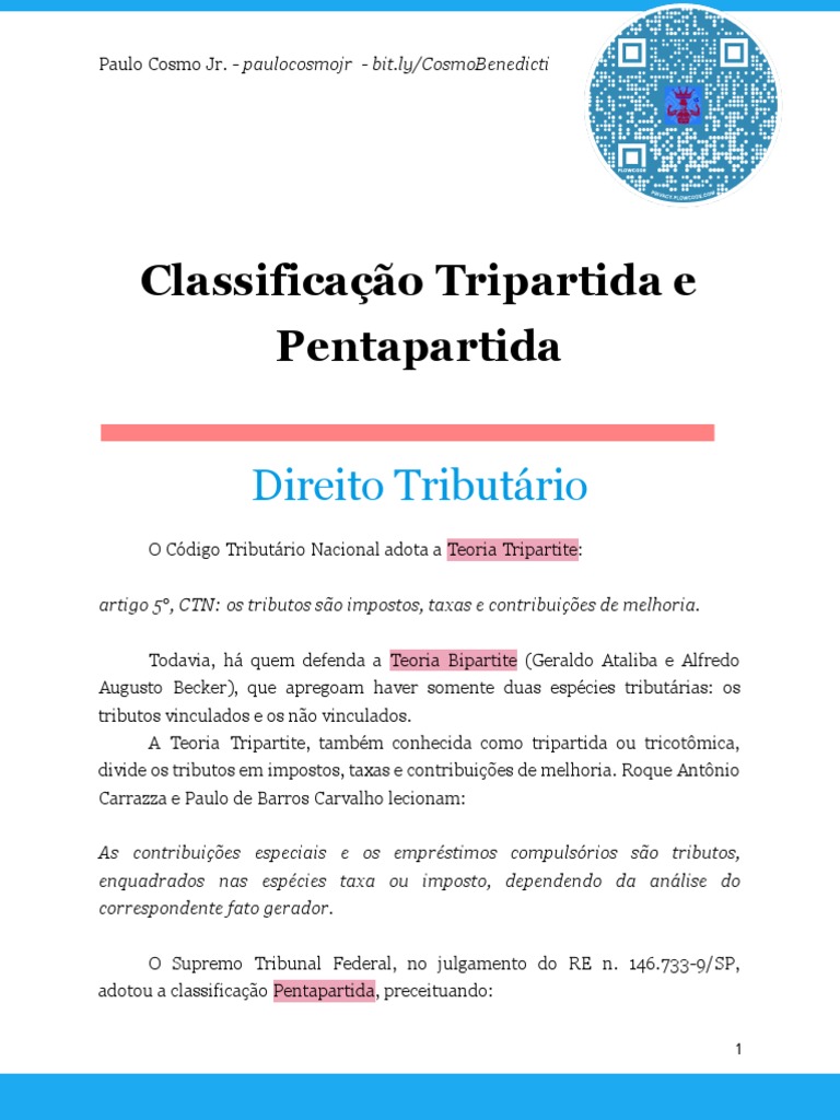 Classificação Tripartida e Pentapartida | PDF