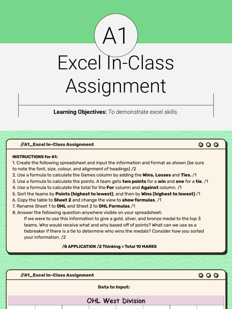 Excel In-Class Assignment 1 2 Instructions | Download Free PDF ...