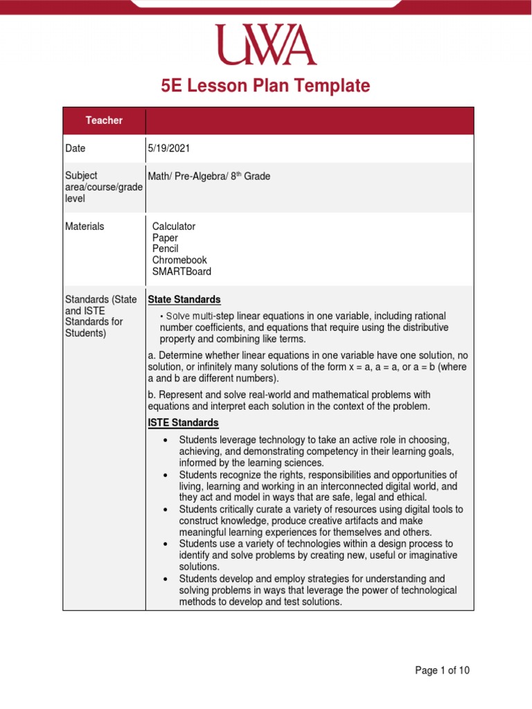 Solving Equations Using Distributive Property Lesson Plan | PDF ...