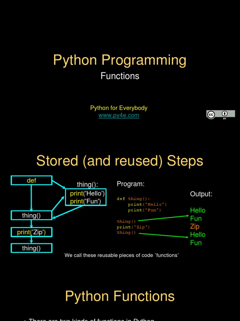Python Programming Functions Pdf Parameter Computer Programming Subroutine