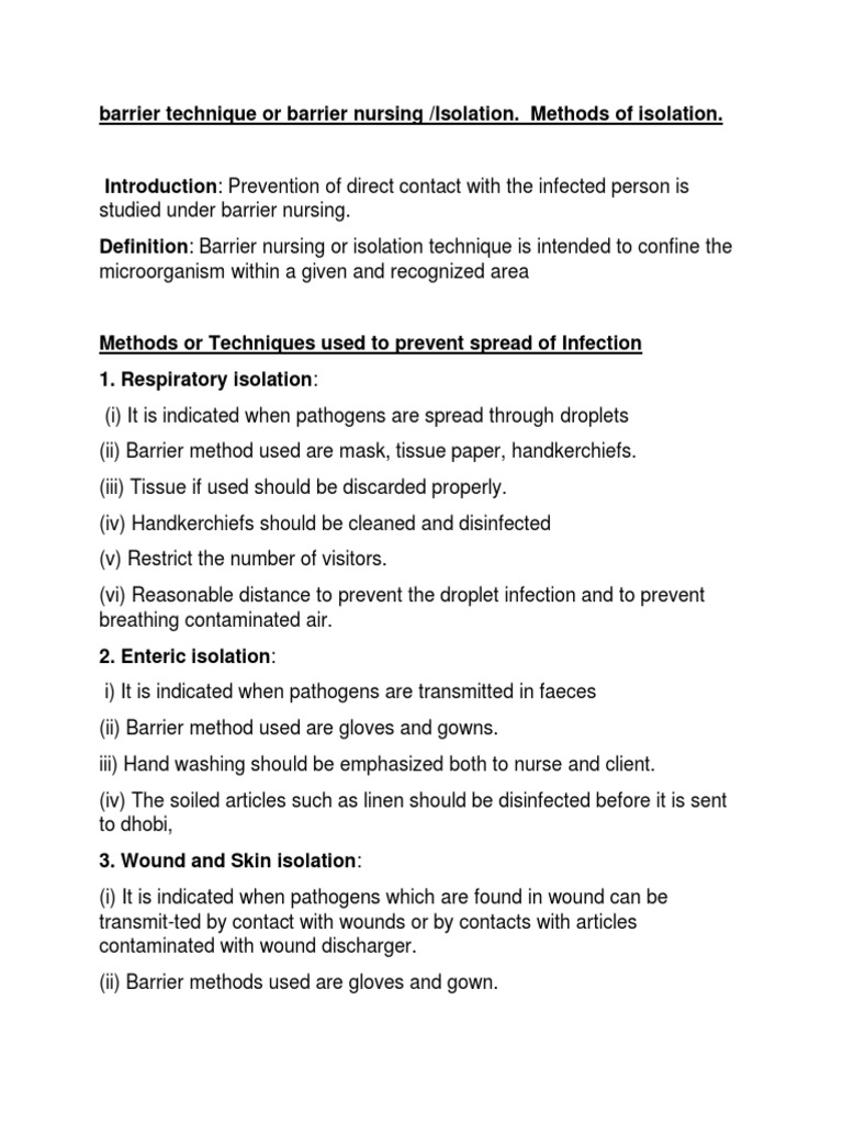 Barrier Nursing | PDF