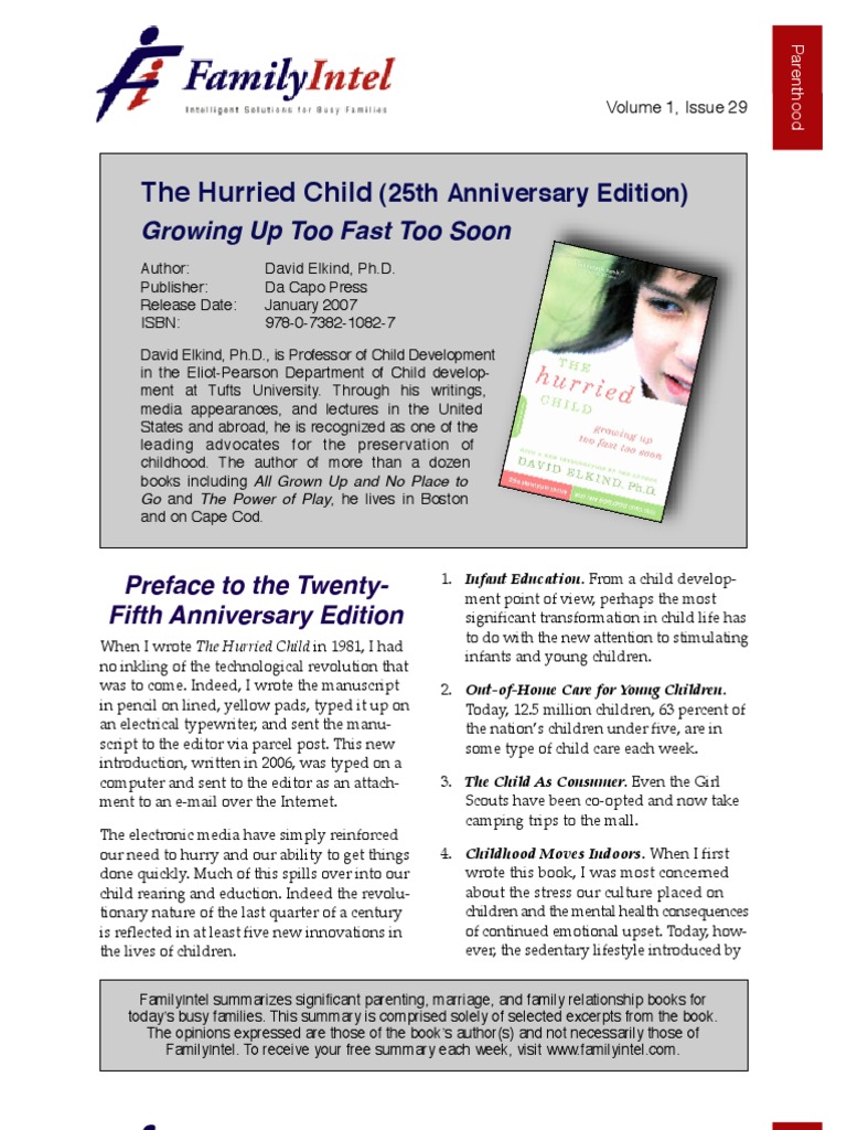 The Hurried Child | PDF | Adolescence | Parenting