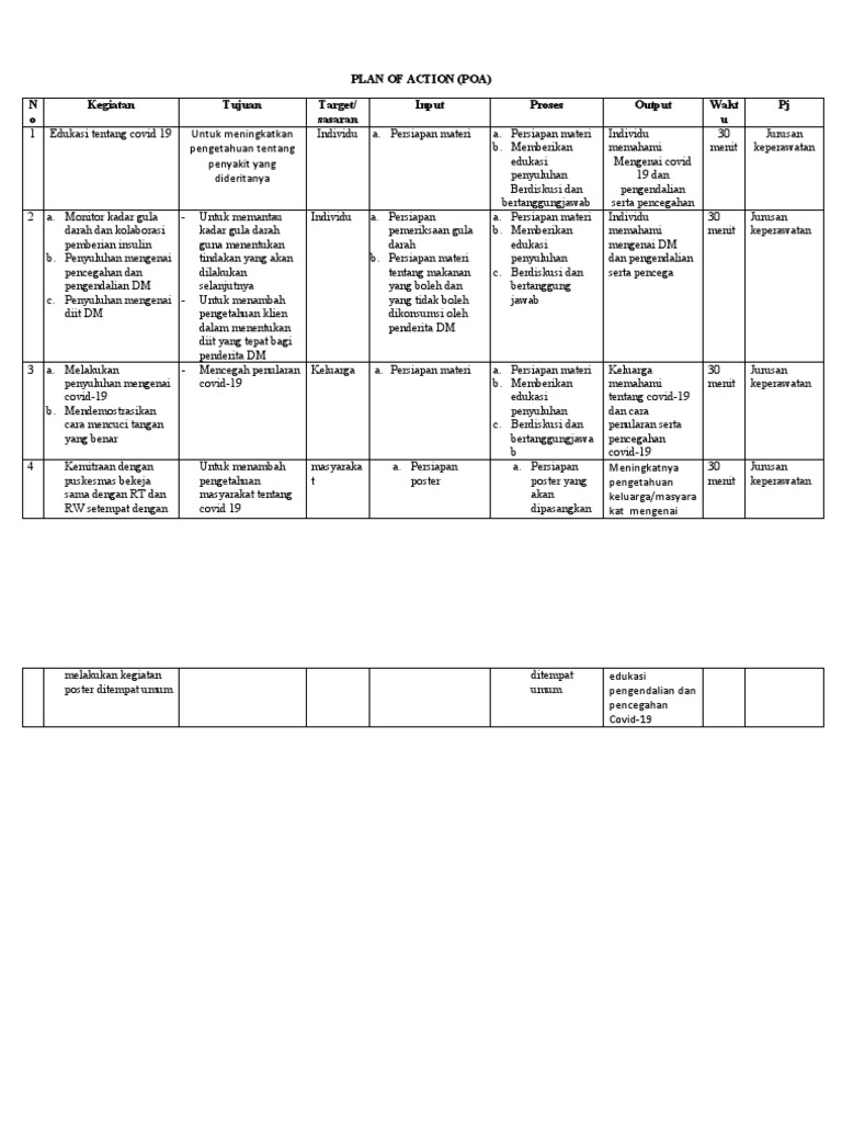 Plan of Action (Poa) | PDF
