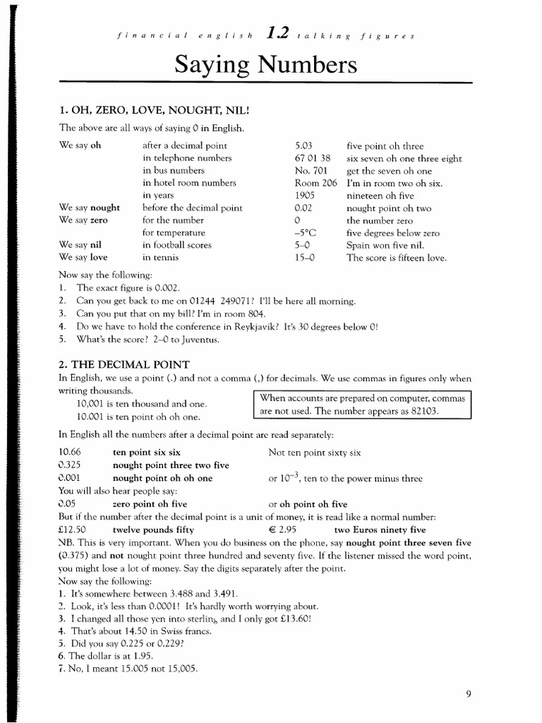 Saying Numbers | PDF