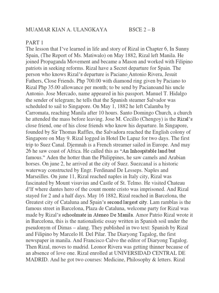 Chapter 6 Rizal Lesson Learned and Observation | PDF | Philippines