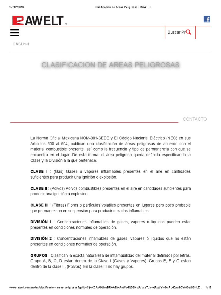 Clasificacion de Areas Peligrosas - RAWELT | PDF | Combustión | Combustibles