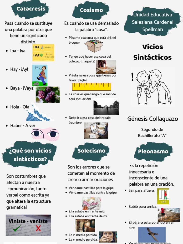 Vicios Sintácticos: Cosismo Catacresis | PDF | Lingüística | Sintaxis