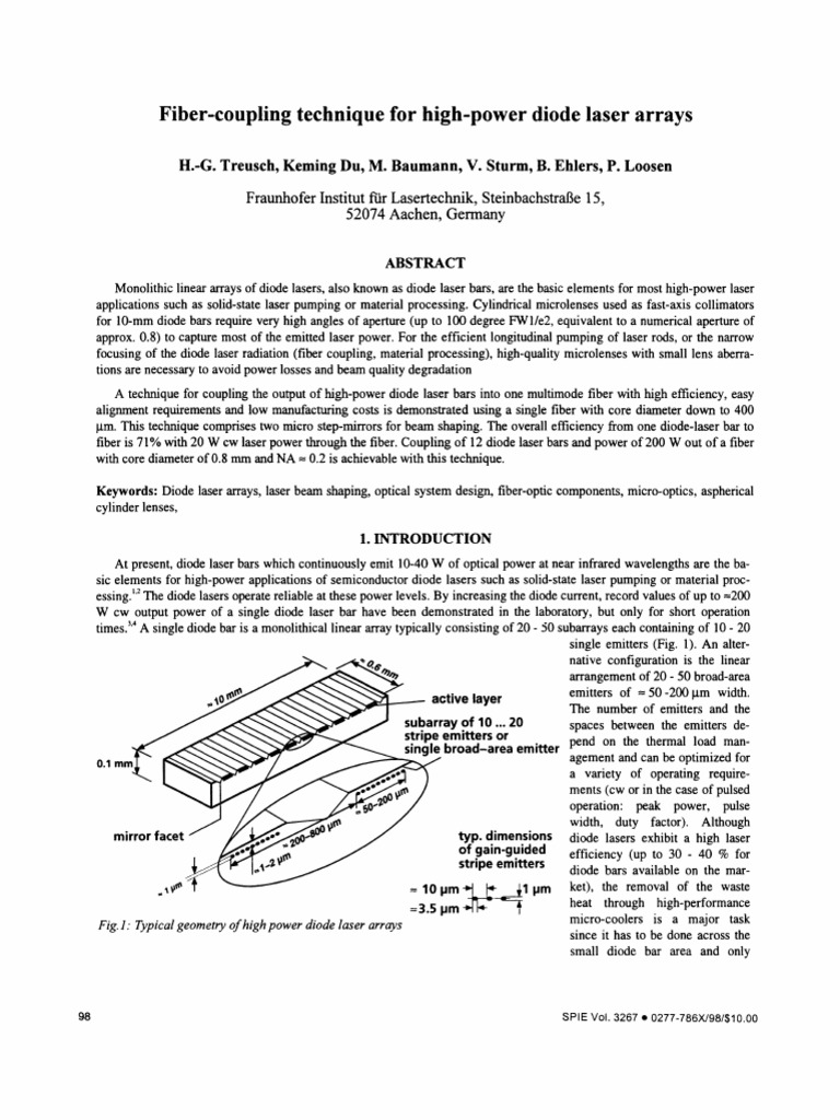 Fiber-Coupling Technique For High-Power Diode Laser Arrays | PDF ...