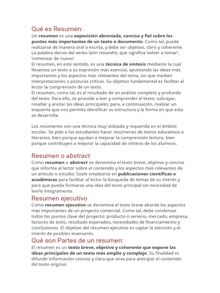 Qué Es Resumen | PDF | Sumario abstracto) | Comunicación