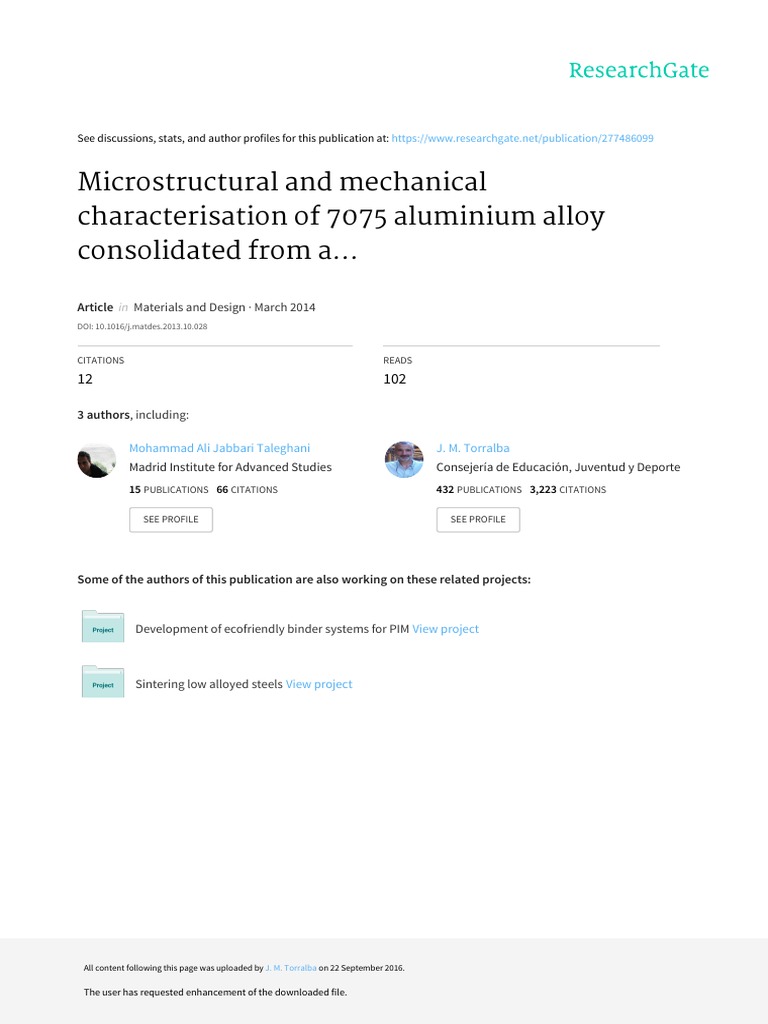Microstructural and Mechanical Characterisation of 7075 Aluminium Alloy ...