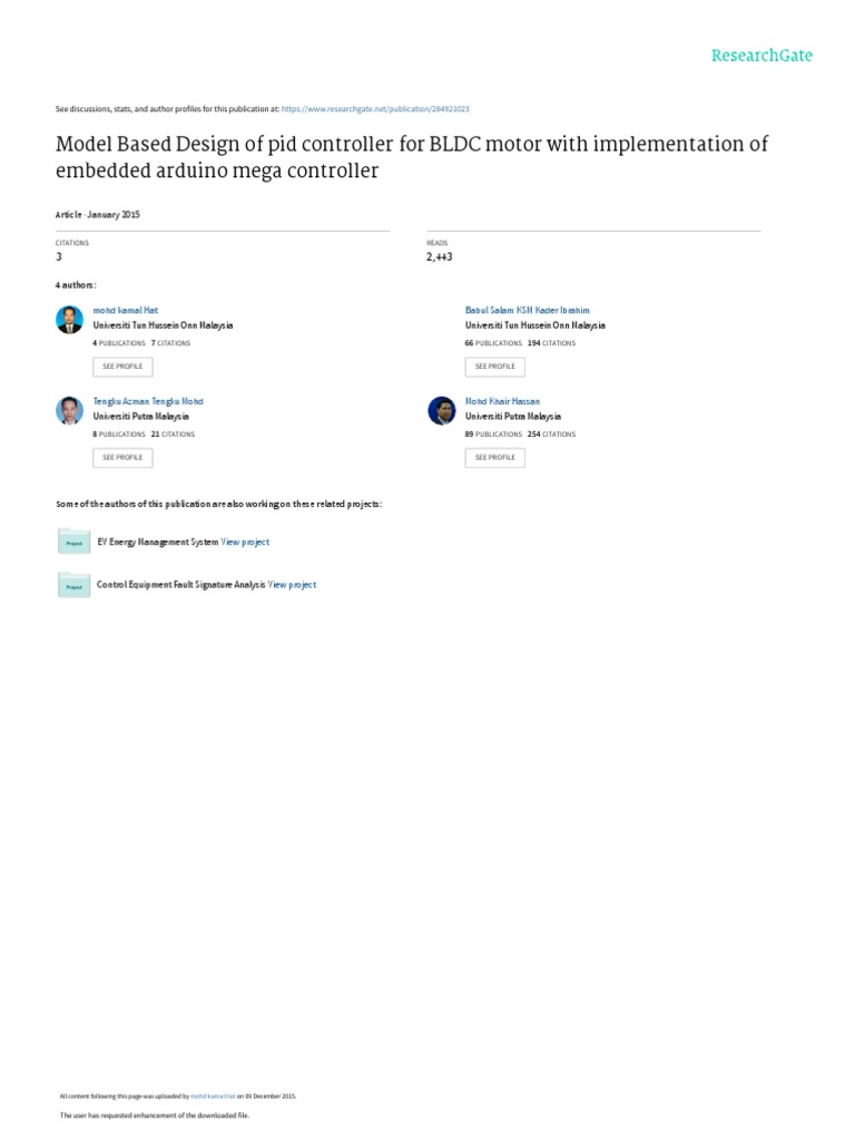 Model Based Design of Pid Controller For BLDC Motor With Implementation ...