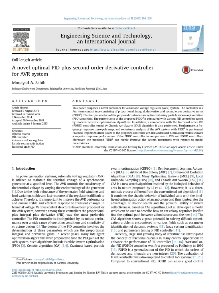 Pid Plus Second Order Derivative Controller Pdf Control Theory Mathematical Optimization