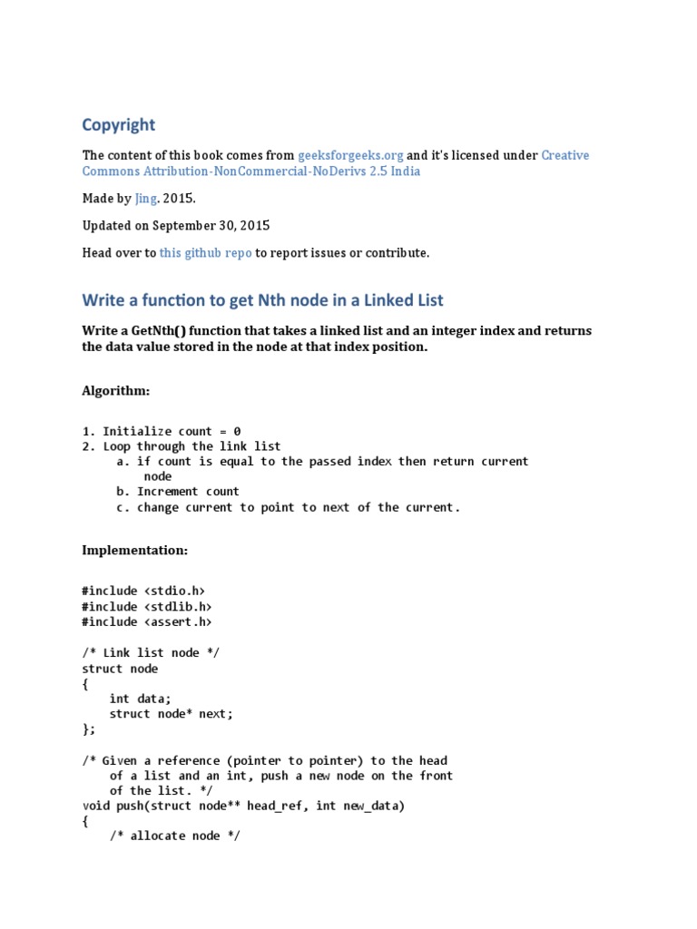 Linked List | PDF | Pointer (Computer Programming) | Algorithms And ...