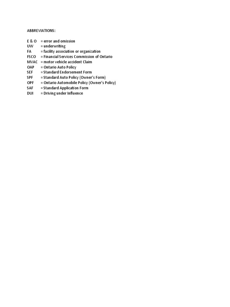 ABBREVIATIONS | Download Free PDF | Home Insurance | Vehicle Insurance