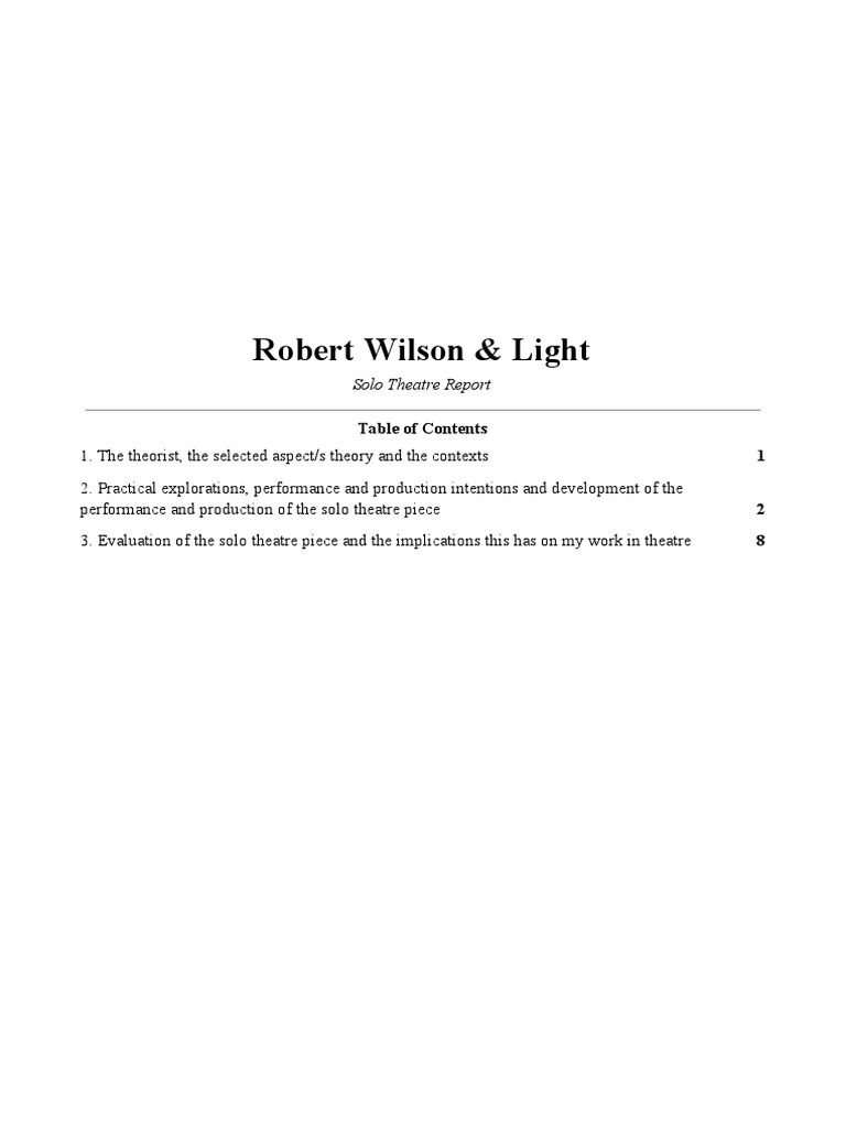 Robert Wilson & Light | PDF | Hades | Theatre