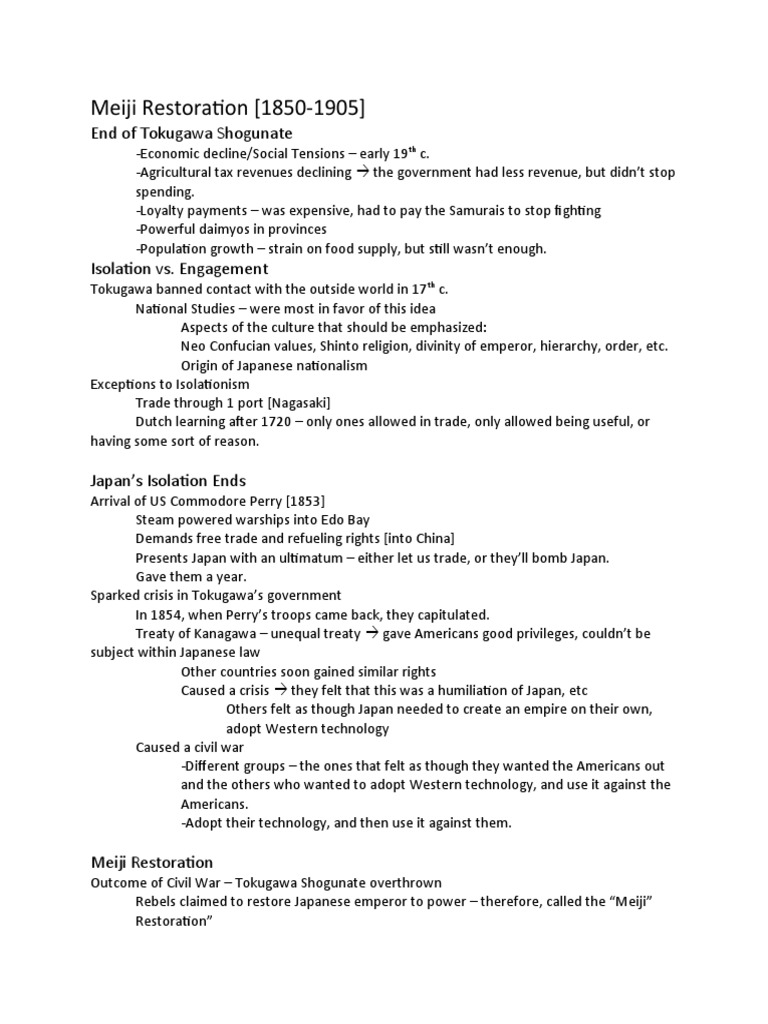 Meiji Restoration (1850-1905) : End of Tokugawa Shogunate | PDF ...